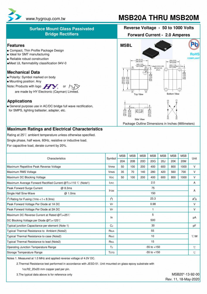 MSB20M datasheet page 1