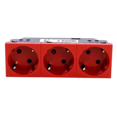 Mosaic™ - Multi-support multiple socket - 3 x 2P+E automatic terminals - red for sale