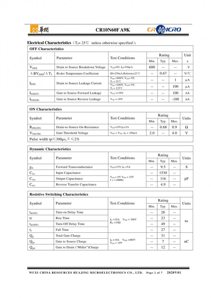 CR10N65FA9K datasheet page 2