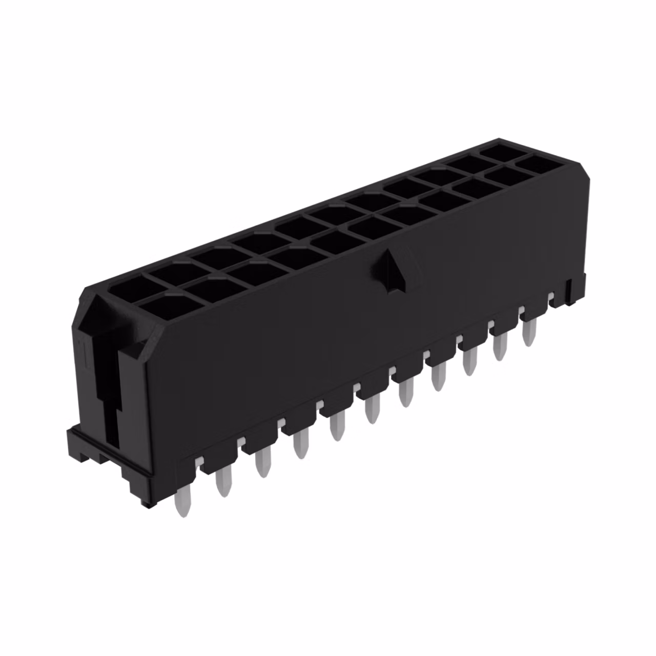 Micro-Fit 3.0 Vertical Header, 3.00mm Pitch, Dual Row, 16 Circuits, with PCB Polarizing Peg, 2.54µm Matte Tin Plating, Glow-Wire Capable, Black