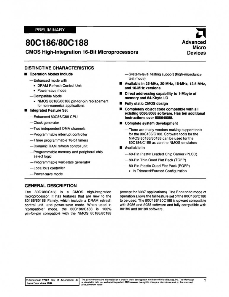 N80C188-25 technical document page 2