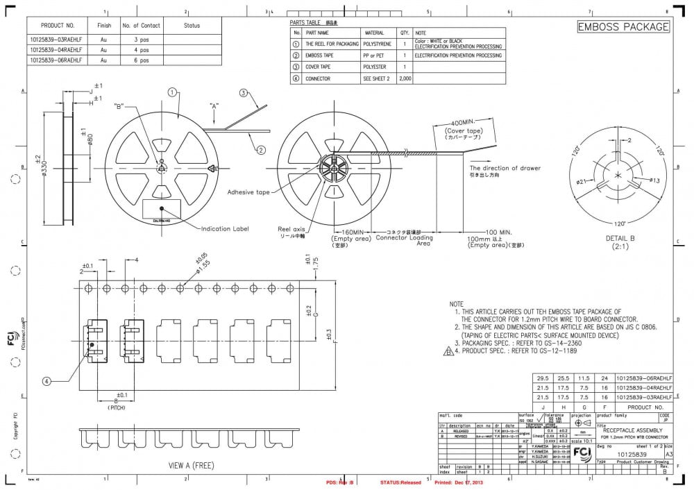Amphenol 10125839-06RAEHLF technical document page 1