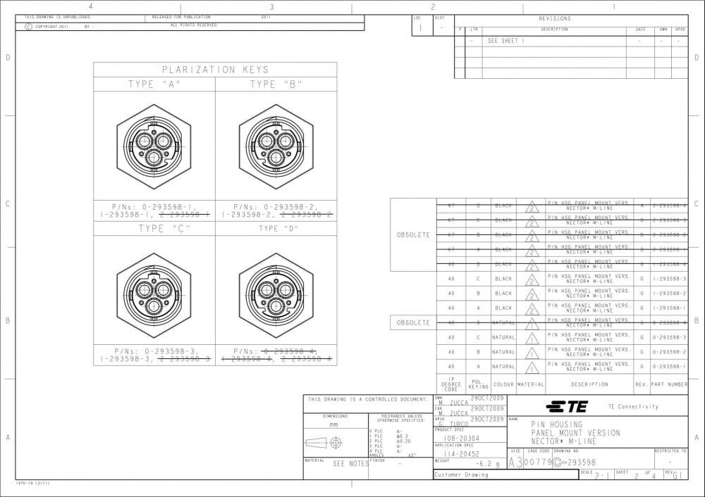 TE Connectivity 293598-1 technical drawing page 2