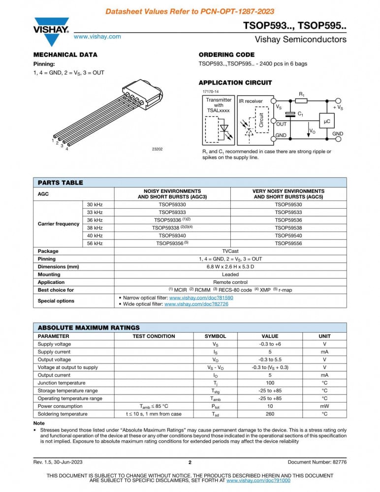 TSOP59538 datasheet page 2