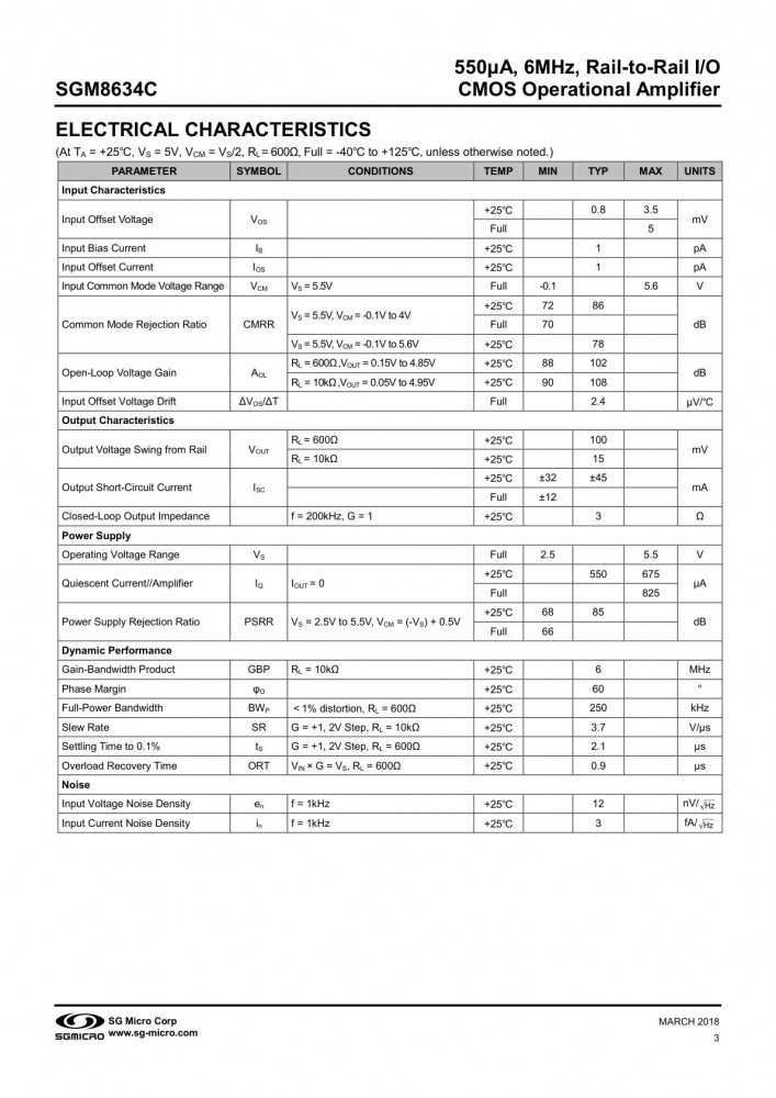 SGM8634C datasheet page 3