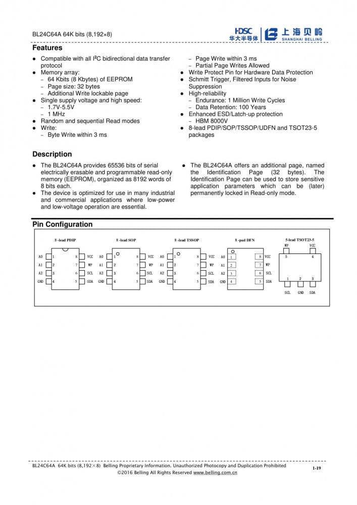 BL24C64A-NTRC datasheet page 1