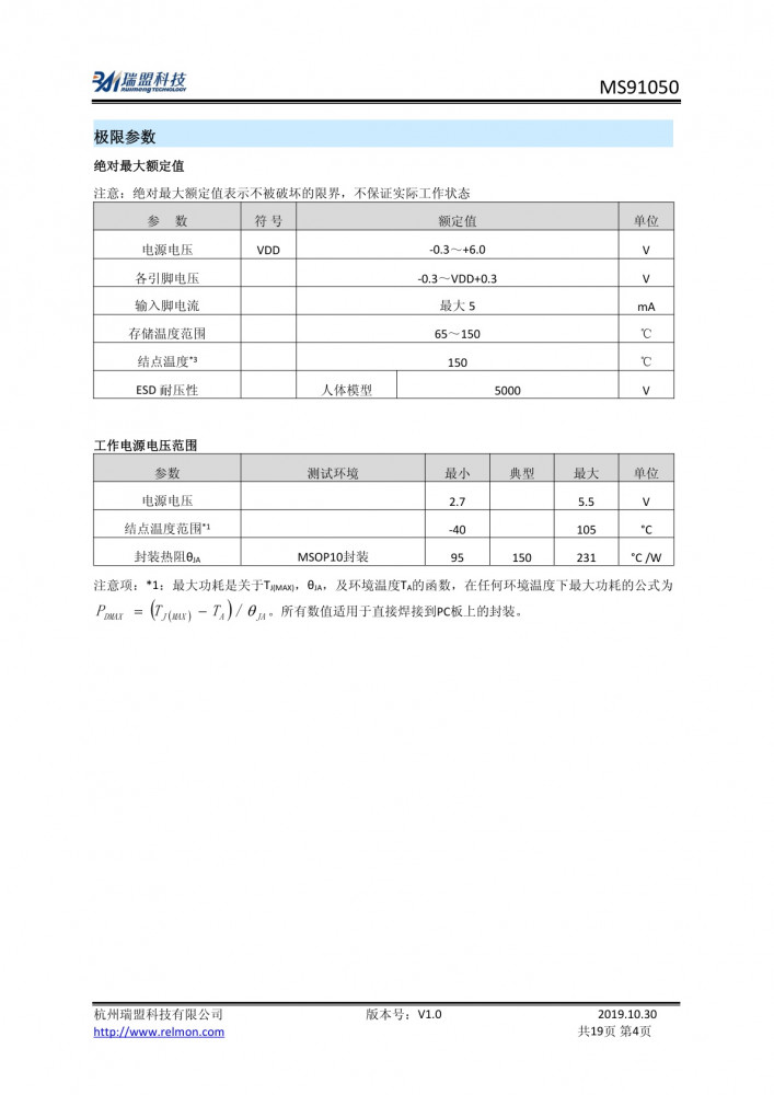MS91050 datasheet page 4