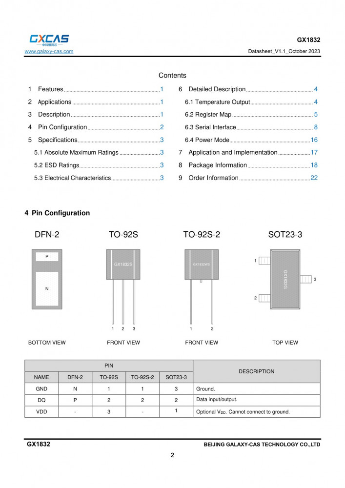GX1832D datasheet page 2