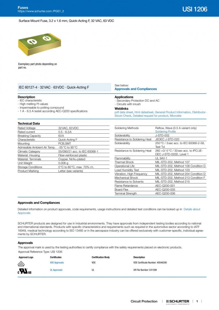 SCHURTER 3413 series technical document page 1