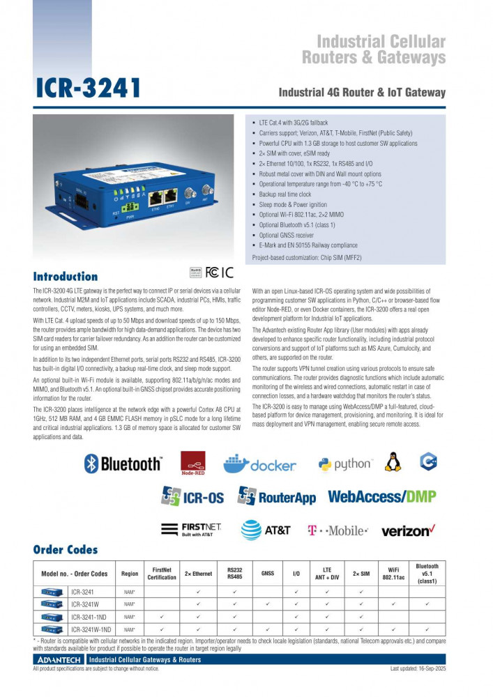 ICR-3241W product documentation, page 1