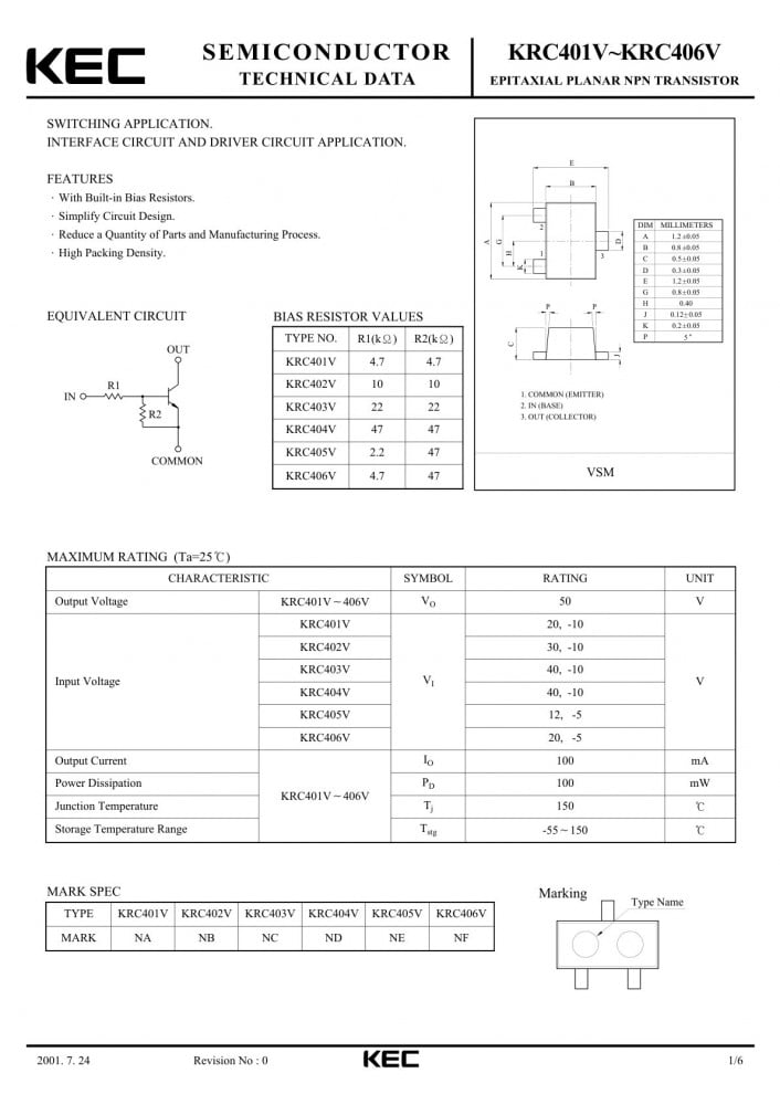 KEC KRC404V datasheet page 1