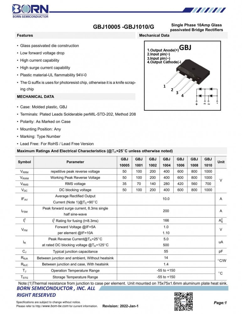 GBJ1010 datasheet page 1