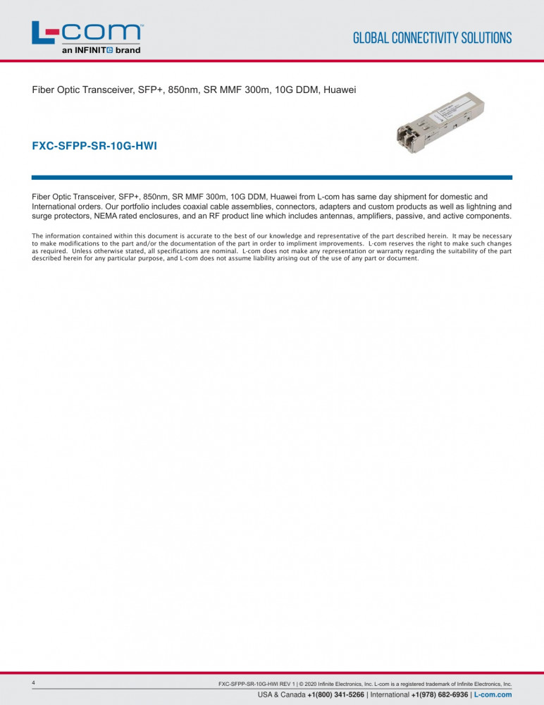 FXC-SFPP-SR-10G-HWI datasheet page 4