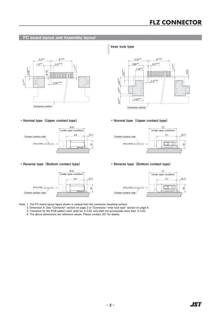 JST FLZ connector technical document page 2