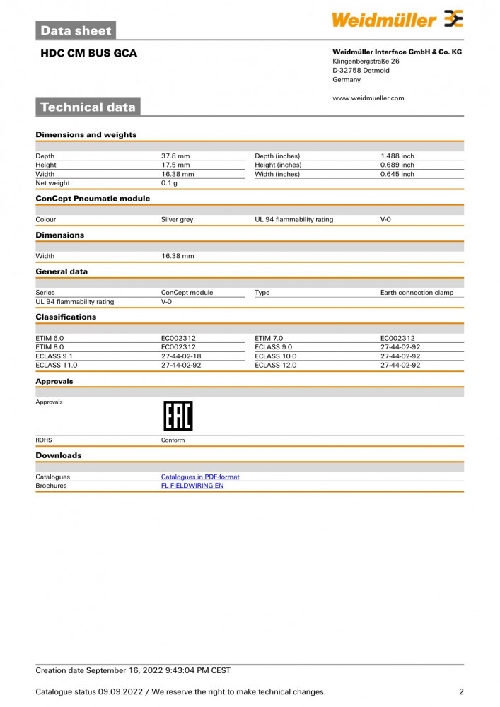 WEIDMULLER 1908510000 technical document page 2