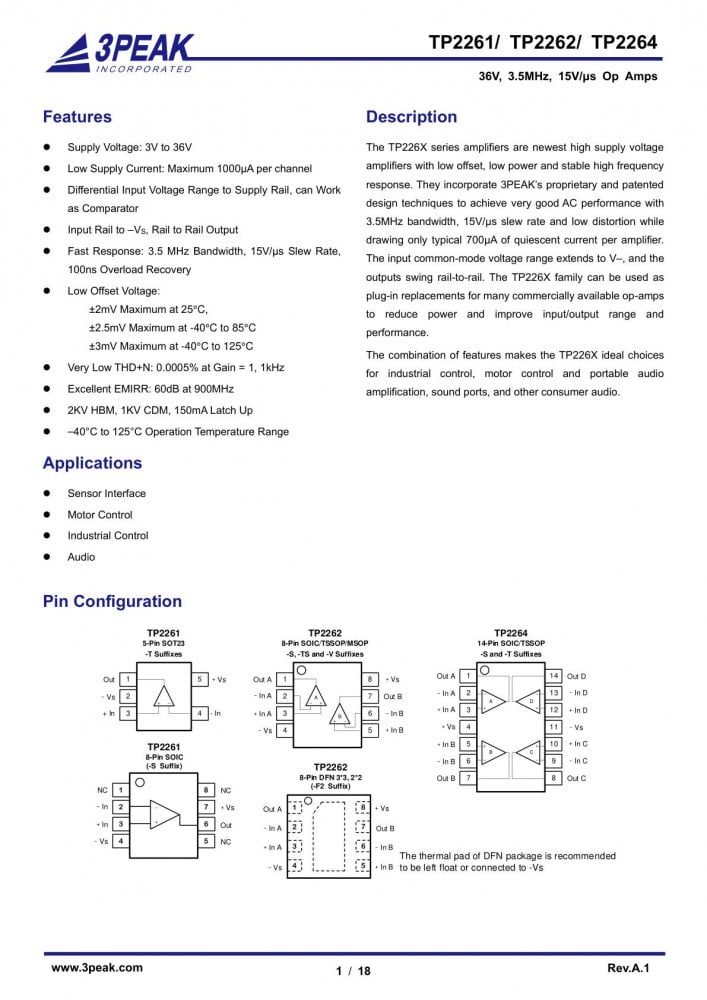 TP2261 datasheet page 1