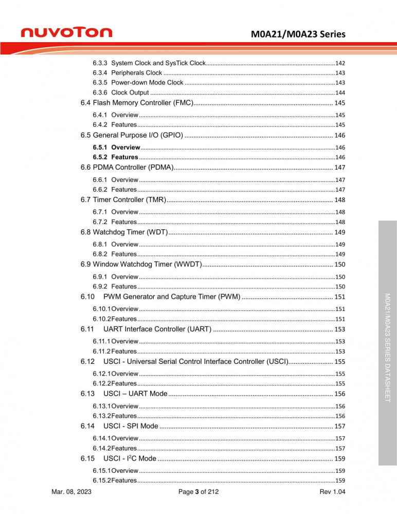 M0A21/M0A23 datasheet page 3