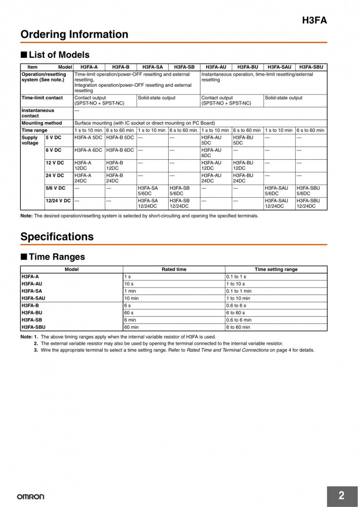 H3FA timer catalog page 2