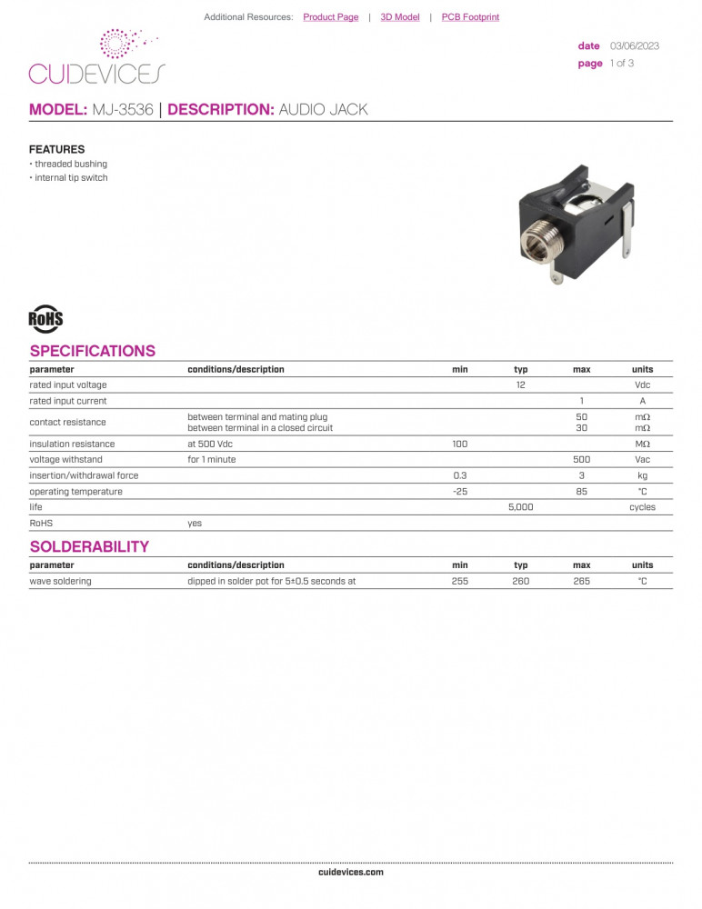 MJ-3536 technical document page 1