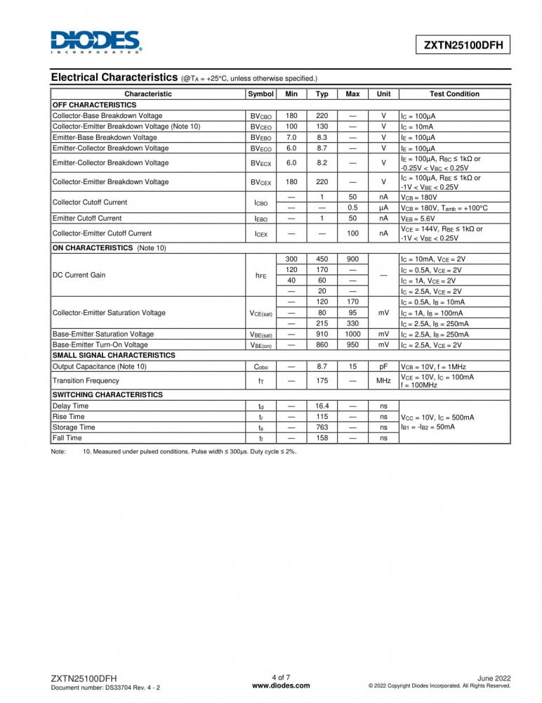 ZXTN25100DFHTA datasheet page 4