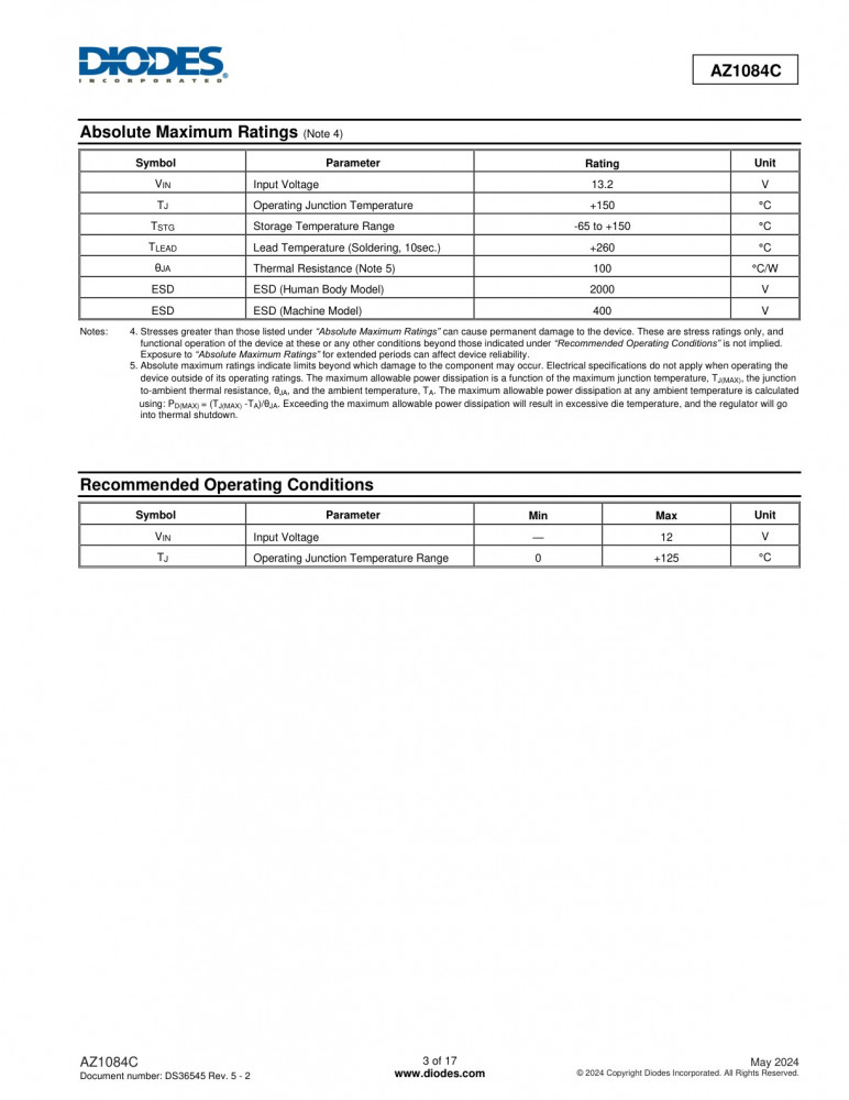 AZ1084C datasheet page 3