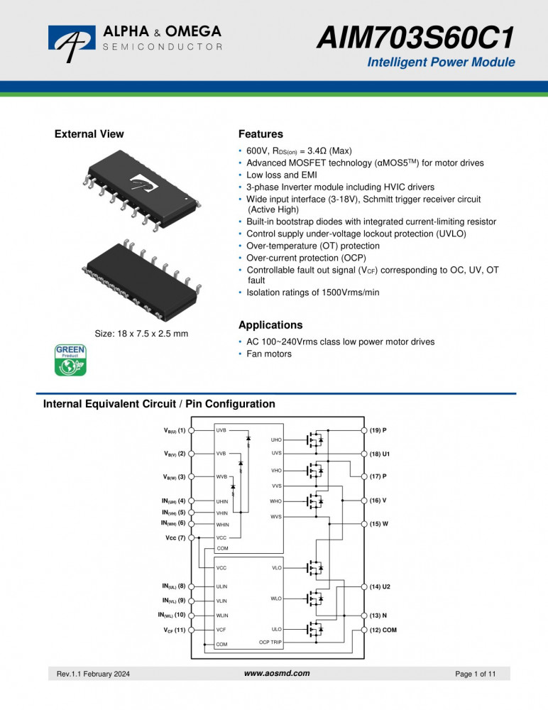 AIM703S60C1 datasheet page 1