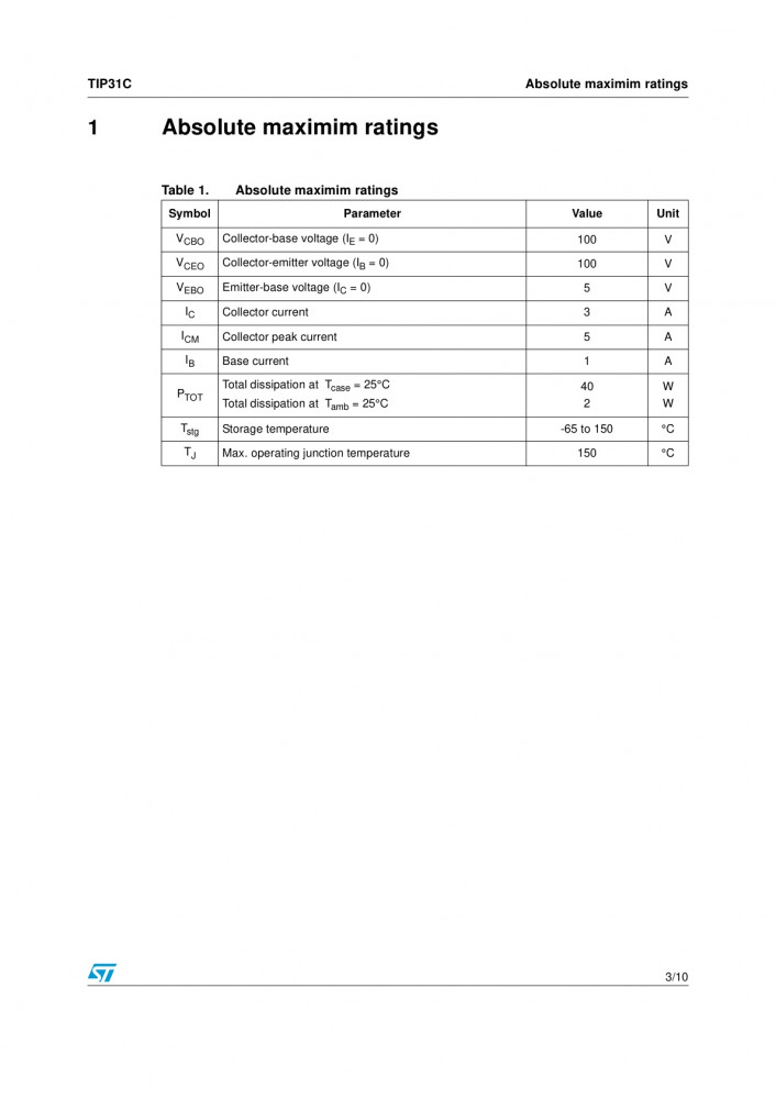 TIP31C datasheet page 3