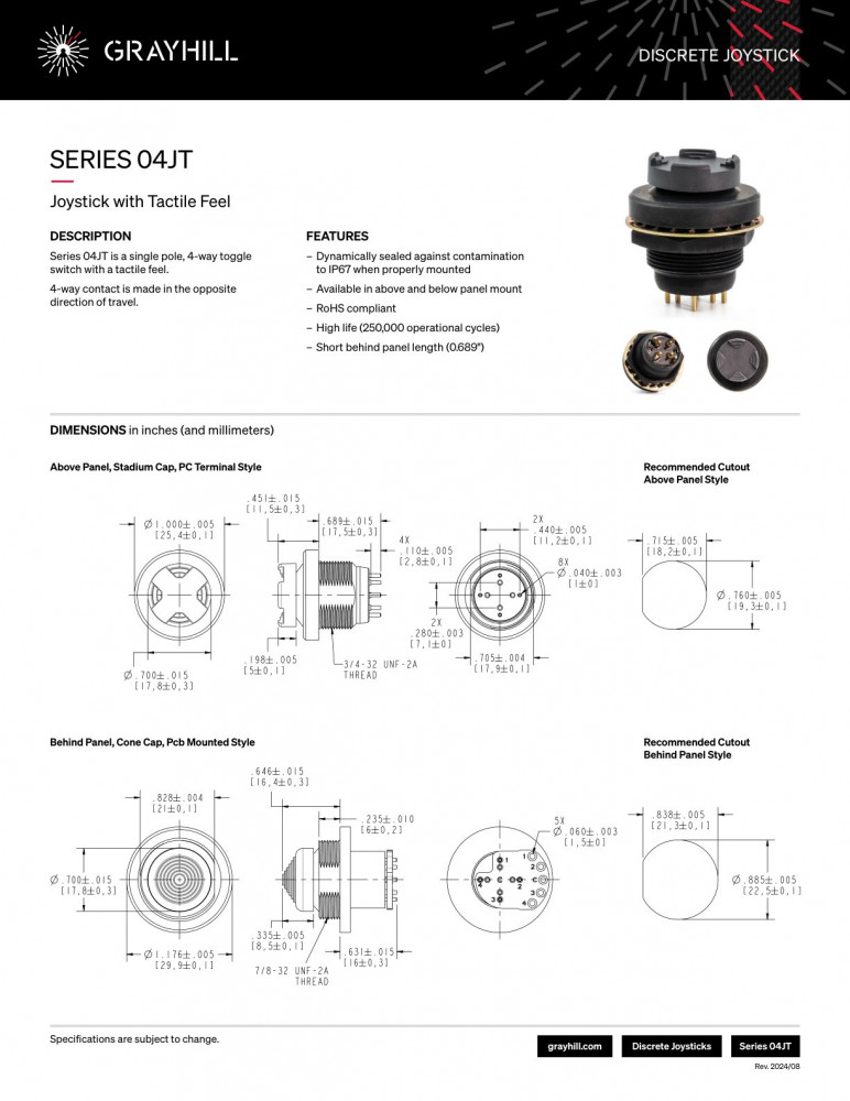 Grayhill Series 04JT technical documentation page 1