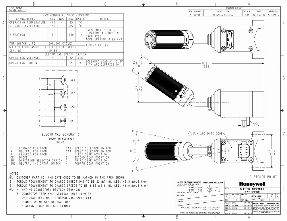 Honeywell 50082626-26 technical drawing