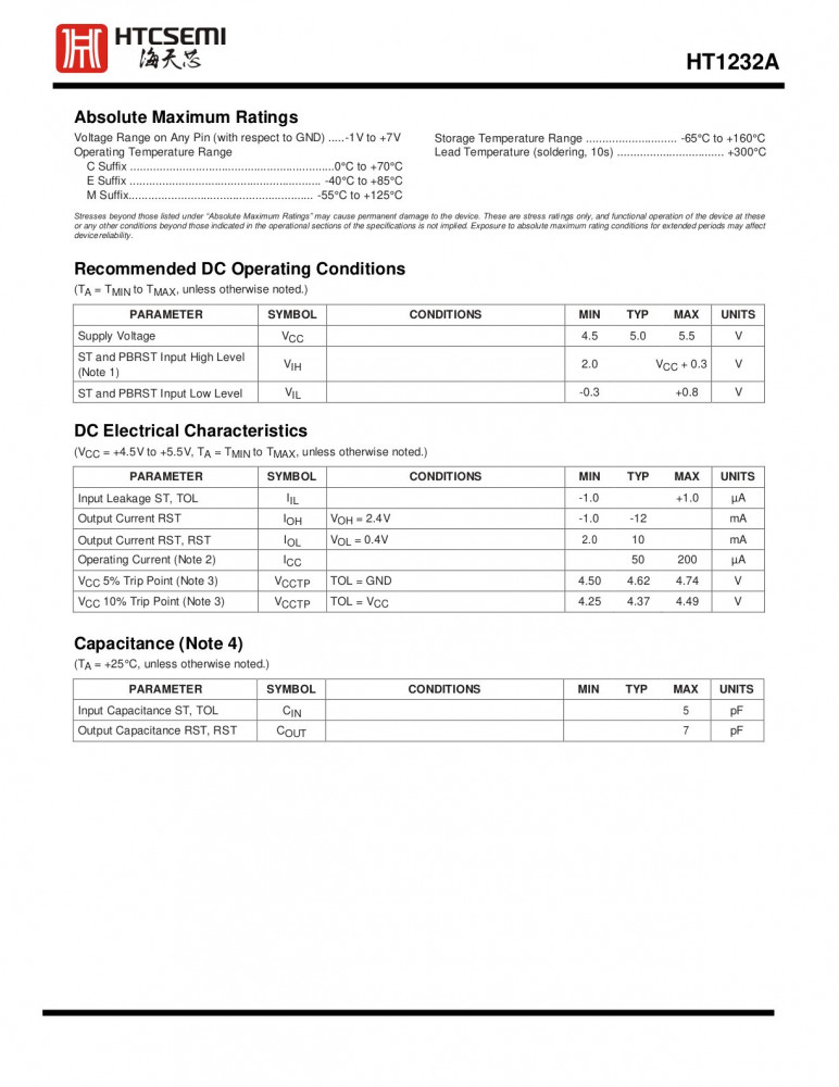 HT1232A datasheet page 2