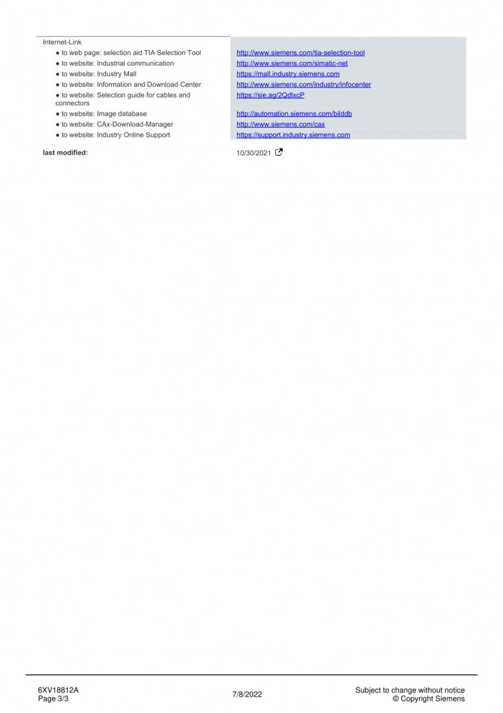 SIEMENS 6XV18812A technical document page 3
