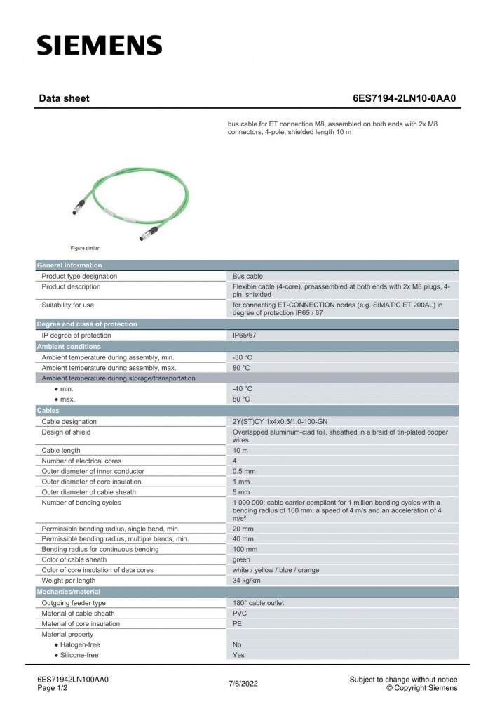 SIEMENS 6ES71942LN100AA0 datasheet page 1