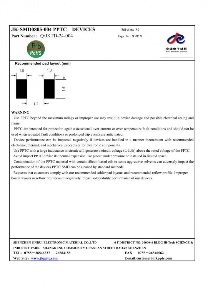 Jinrui JK-SMD0805-004-24 datasheet page 3