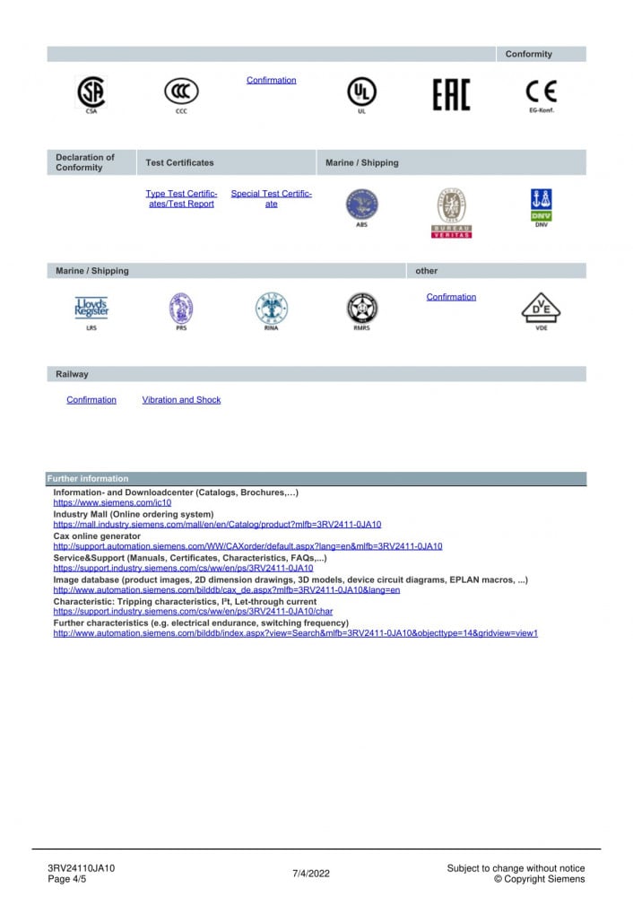 3RV24110JA10 datasheet page 4