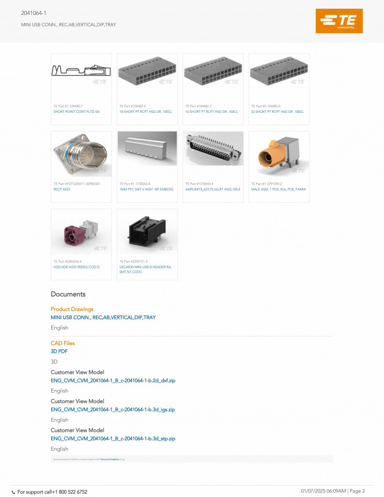 TE Connectivity 2041064-1 technical document page 2