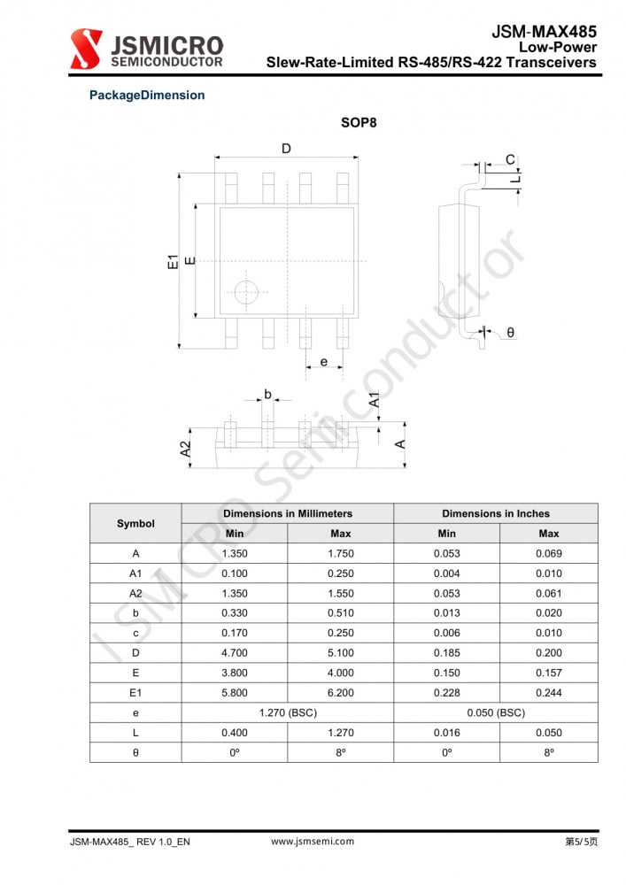 MAX485ESA-JSM datasheet page 5