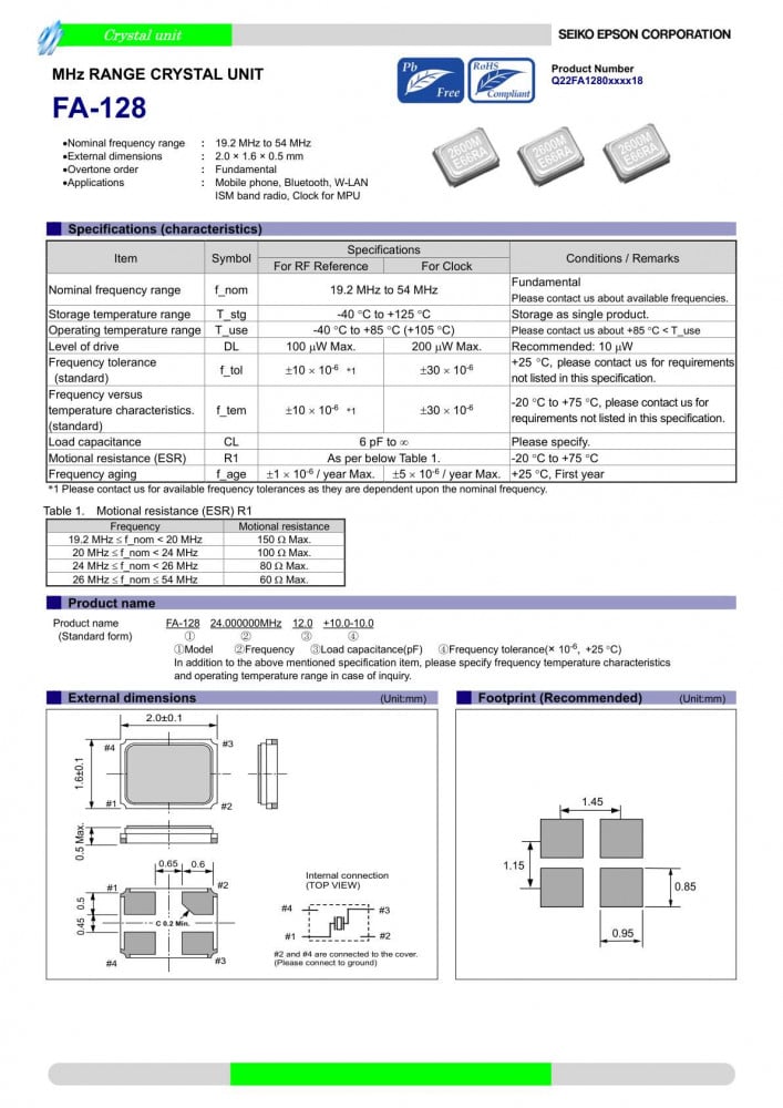 EPSON FA-128 technical document page 1