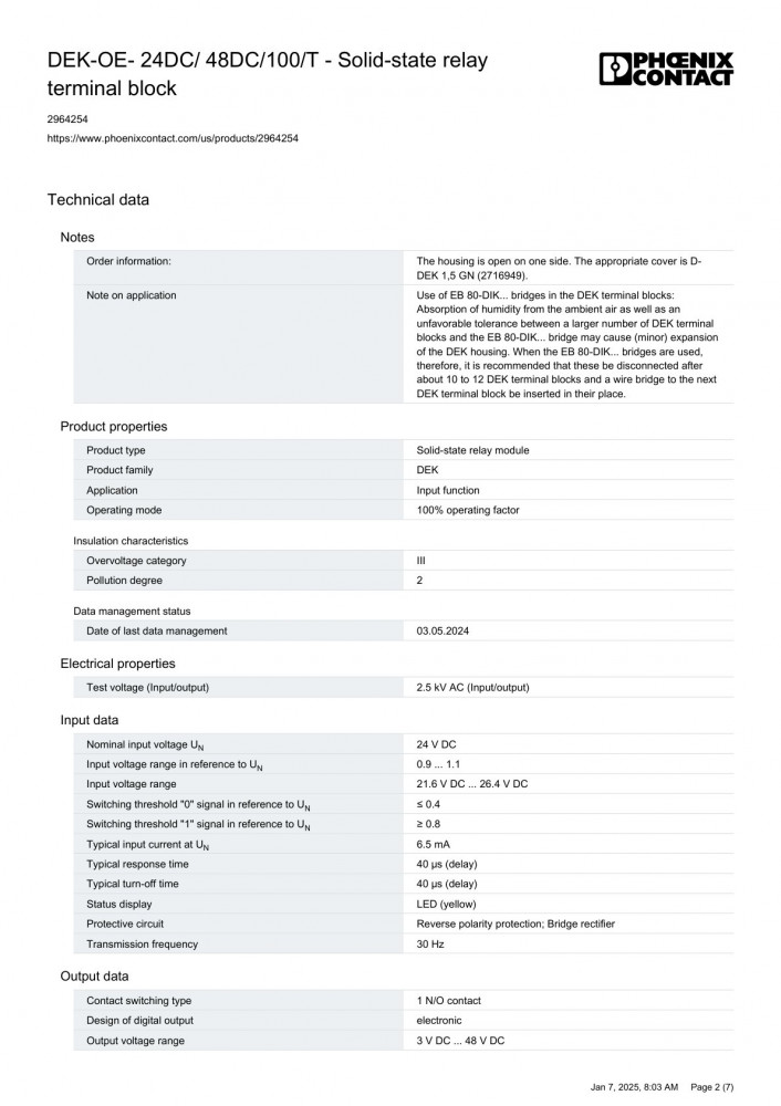 Phoenix Contact 2964254 document page 2