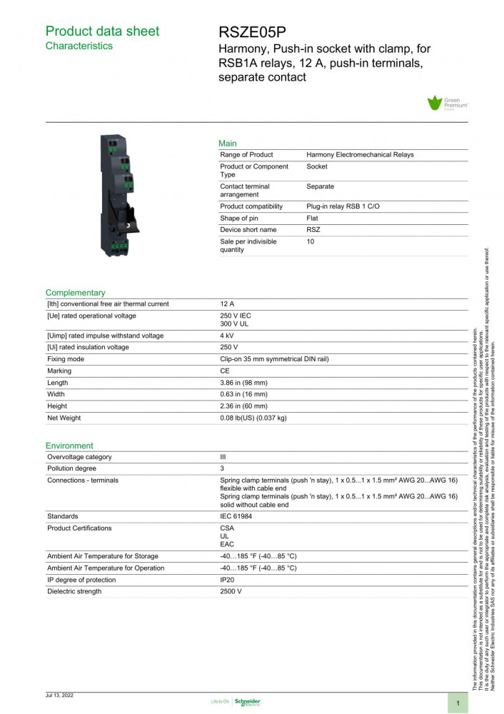 RSZE05P technical document page 1