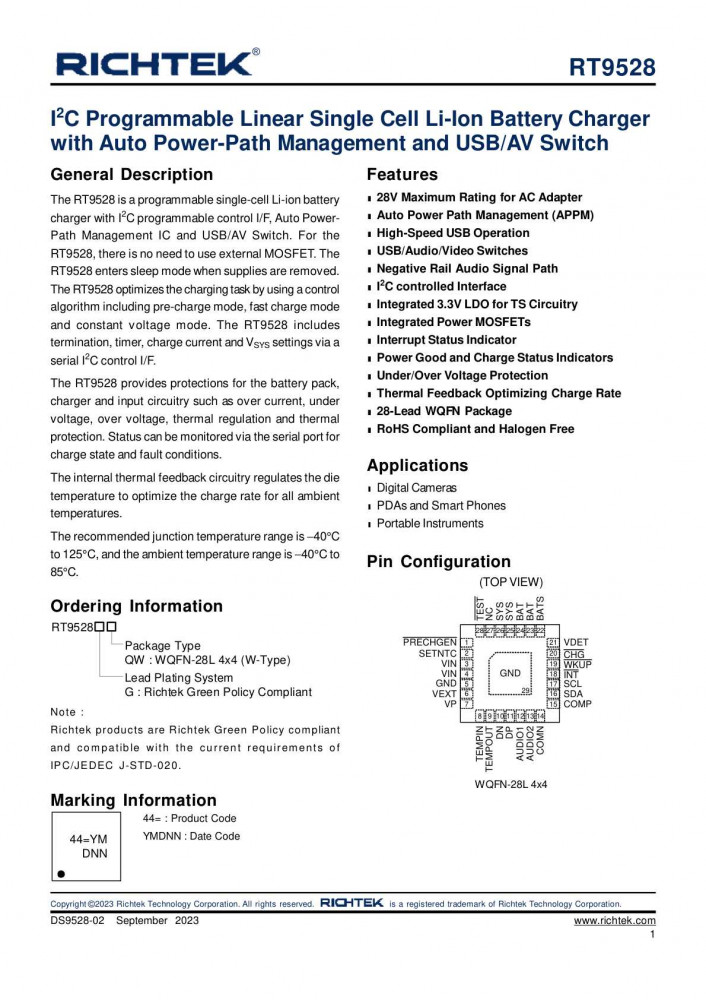 RT9528 datasheet page 1