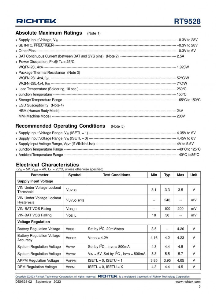 RT9528 datasheet page 5