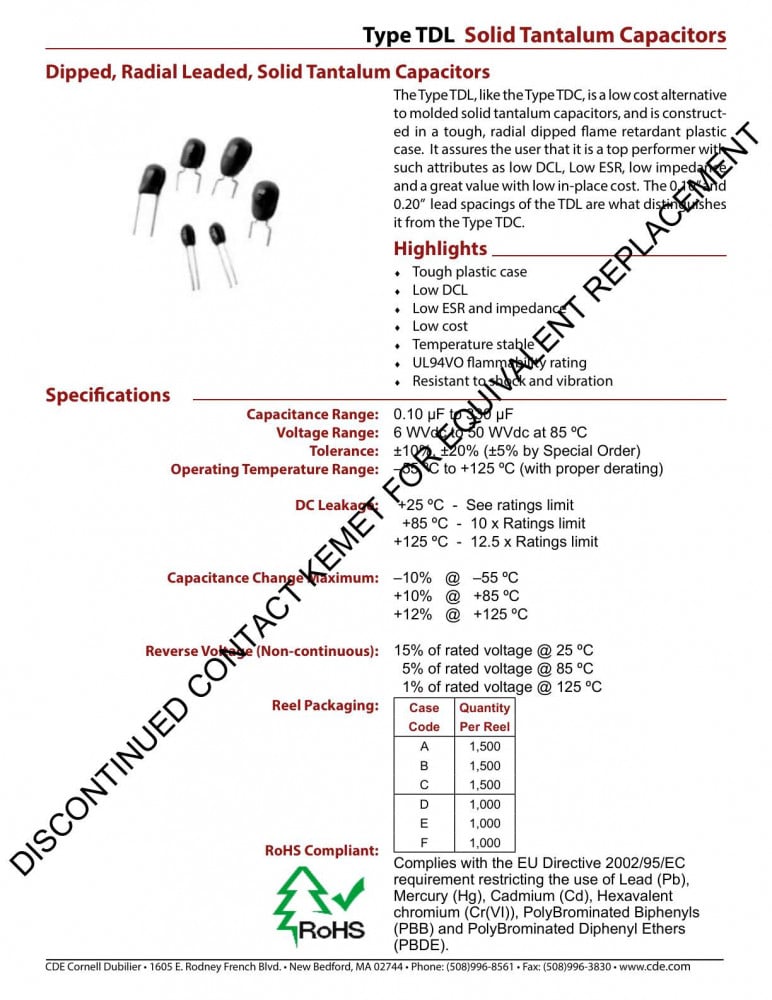 TDL series datasheet page 1
