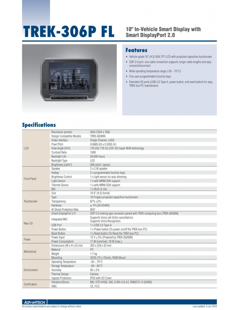 TREK-306P FL product documentation page 1