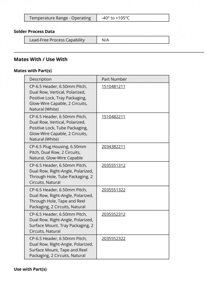 Technical document page 3 for MOLEX 1512072211