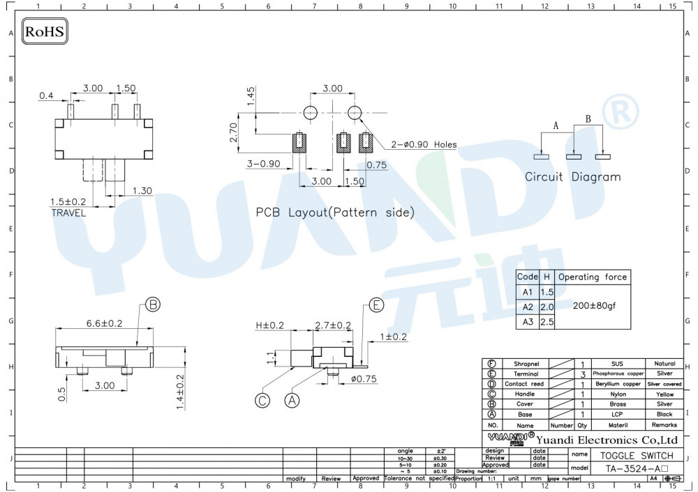 TA-3524-A2-Y technical drawing page 1