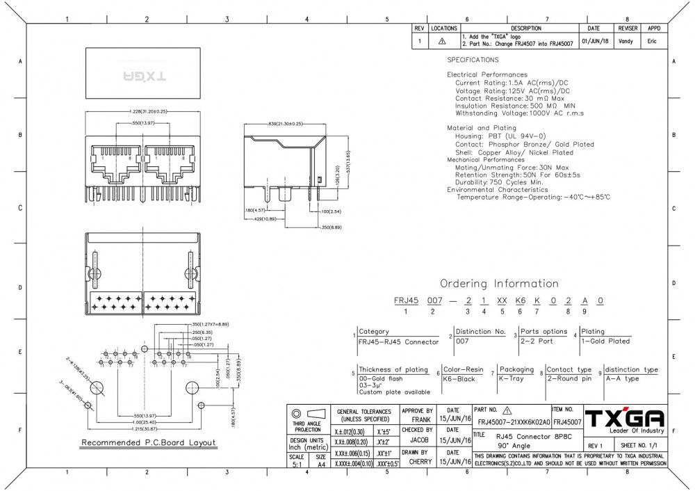 FRJ45007-1100K6K02B0 technical document page 2