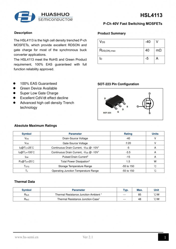 HSL4113 datasheet page 1