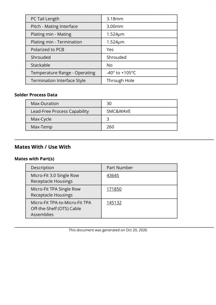 Technical document image 4 for MOLEX 436500727