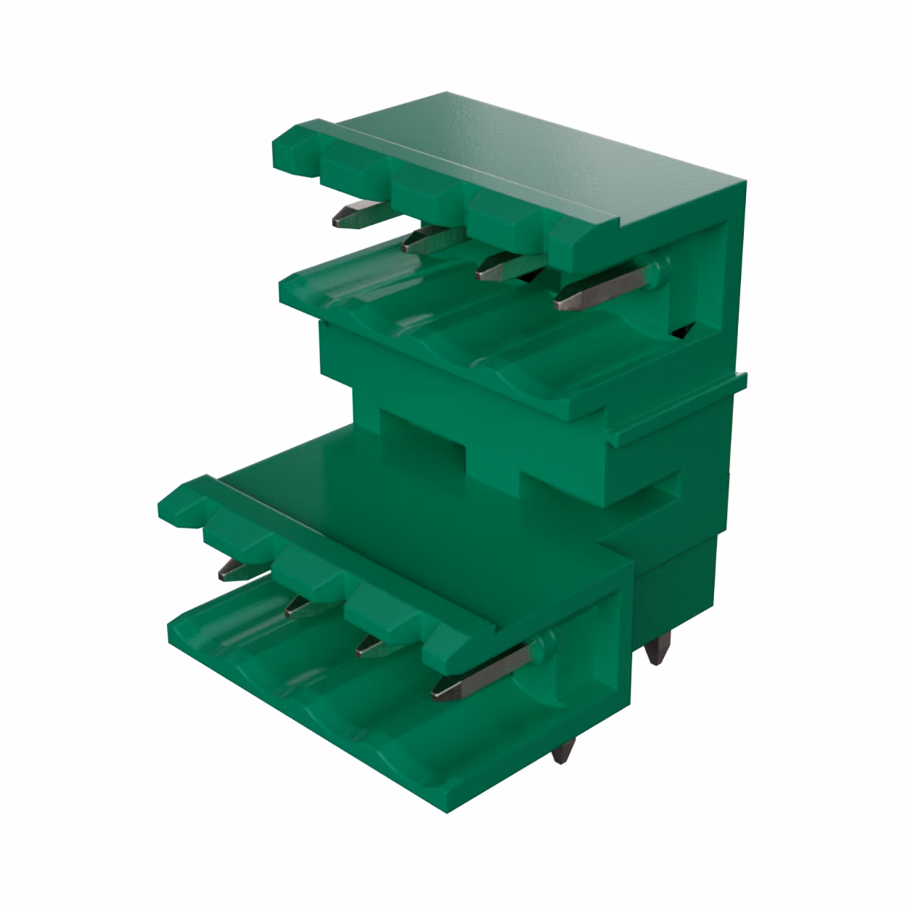 5.00mm Pitch Eurostyle Horizontal Dual Level PCB Header, Open Ends, Green Housing, 8 Circuits for sale
