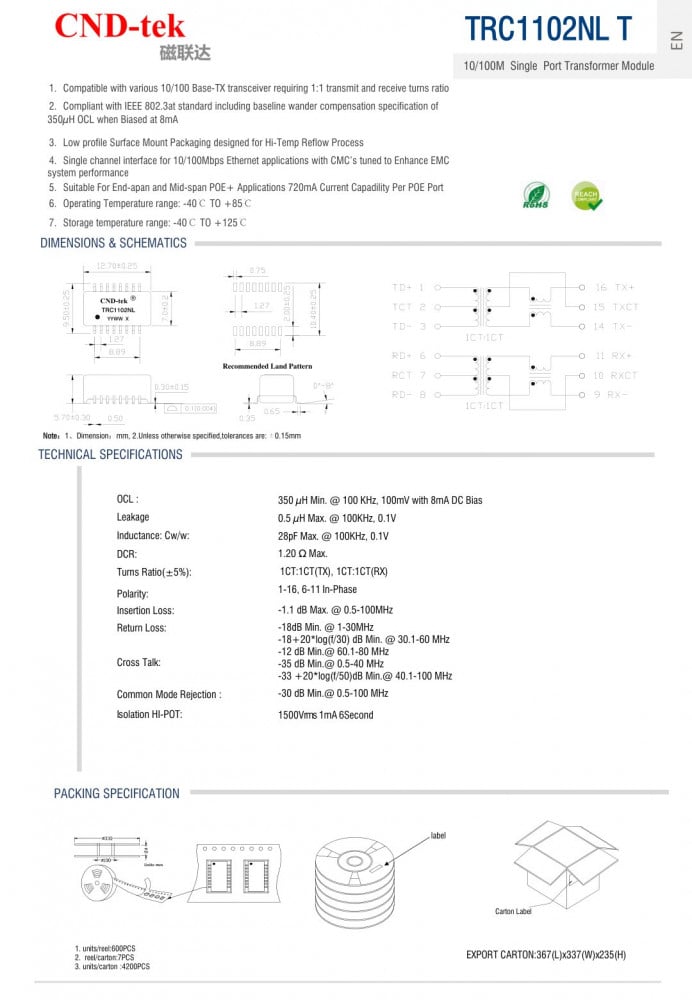 TRC1102NL T-CND technical datasheet visual